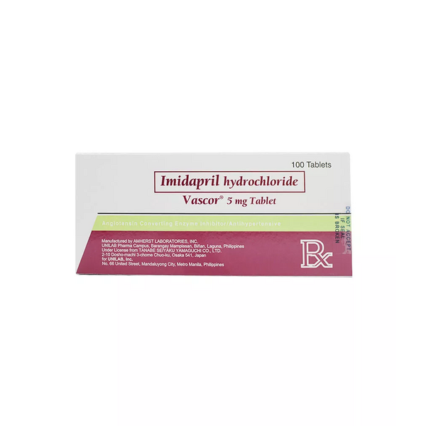 Buy Vascor imidapril hcl 5mg tablet 1's online with MedsGo. Price ...